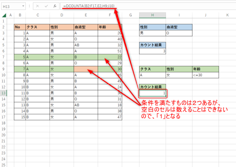 DCOUNTA関数の使い方は？複数の条件を満たす空白以外のセルの個数の求め方を解説 - 富山 パソコン教室「キュリオステーション掛尾店」